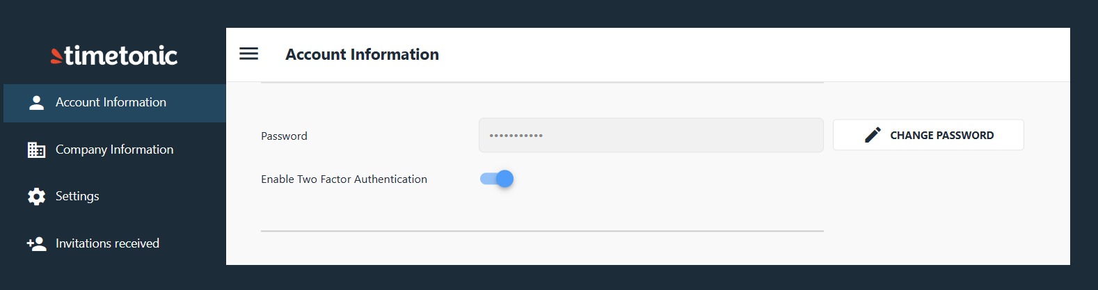 Authentification double facteur (2FA) – TimeTonic v7